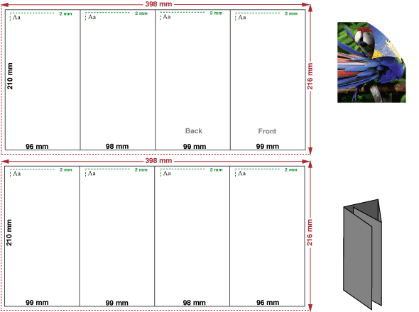 Faltblätter 8-Seiter gefalzt auf DIN lang, Wickelfalz - 246g, 4/4 ...